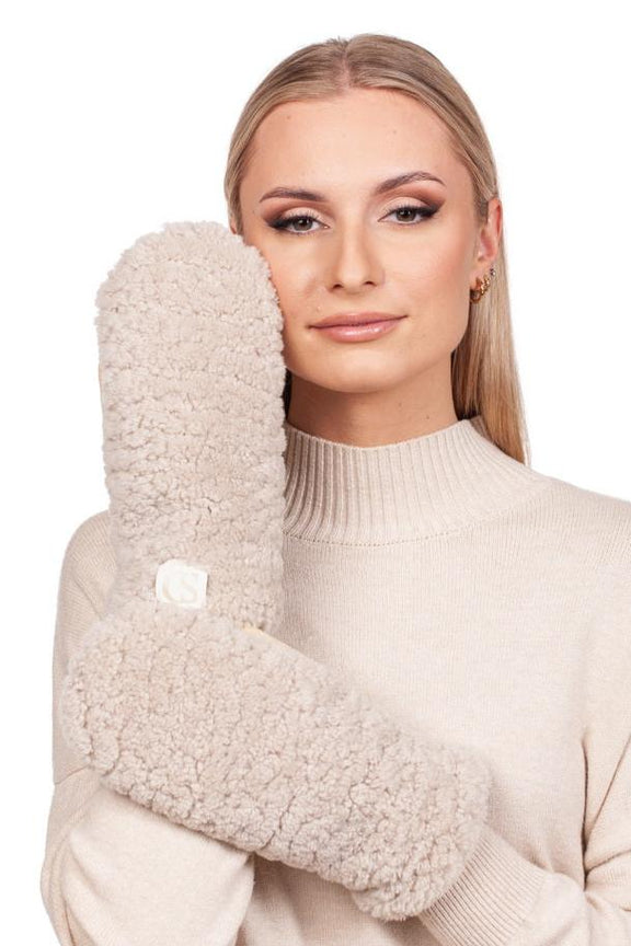 Click To Shop For FurbySD Beige Shearling Fur Mittens
