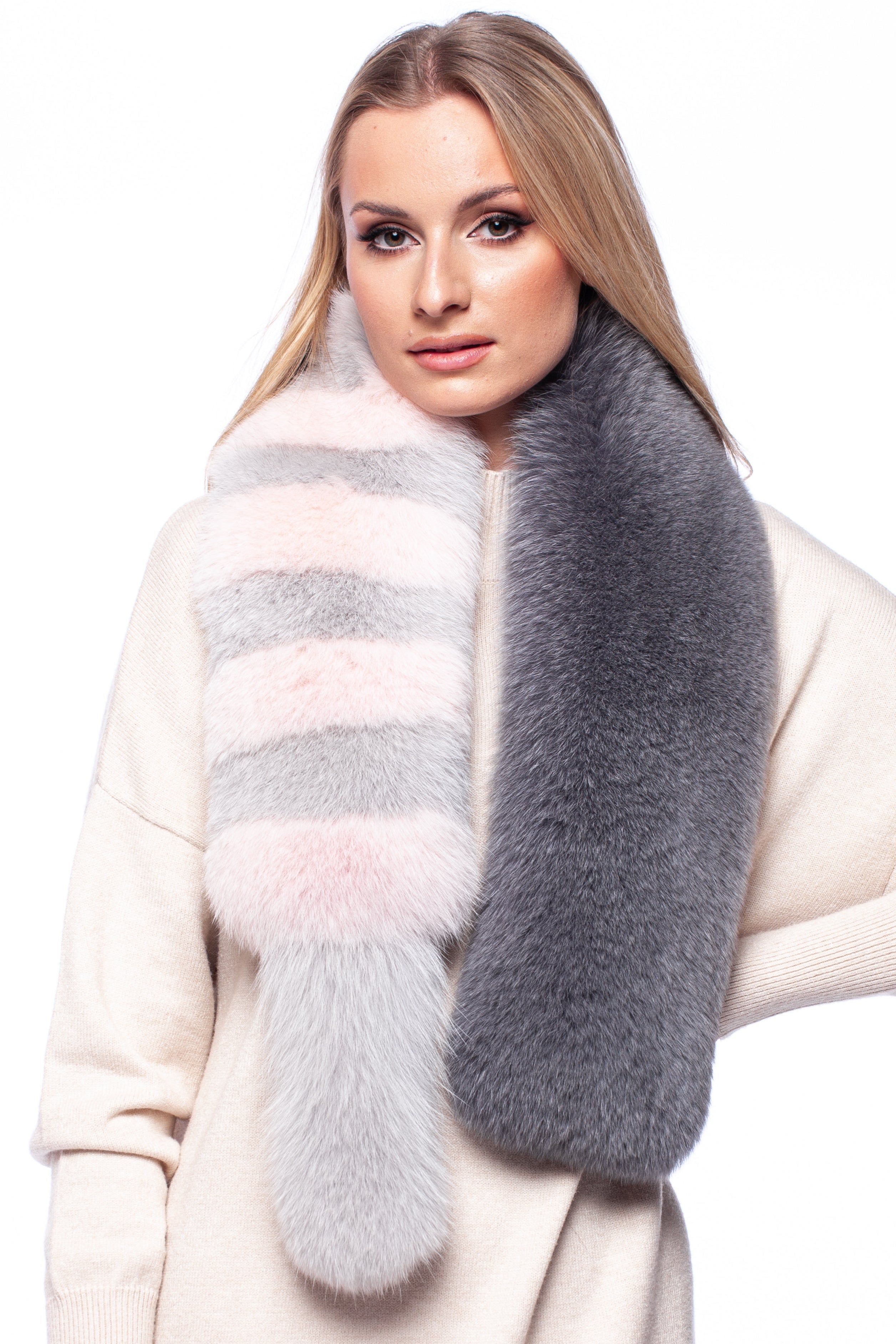 Multicolor Fox Fur Collar Scarf By FurbySD.