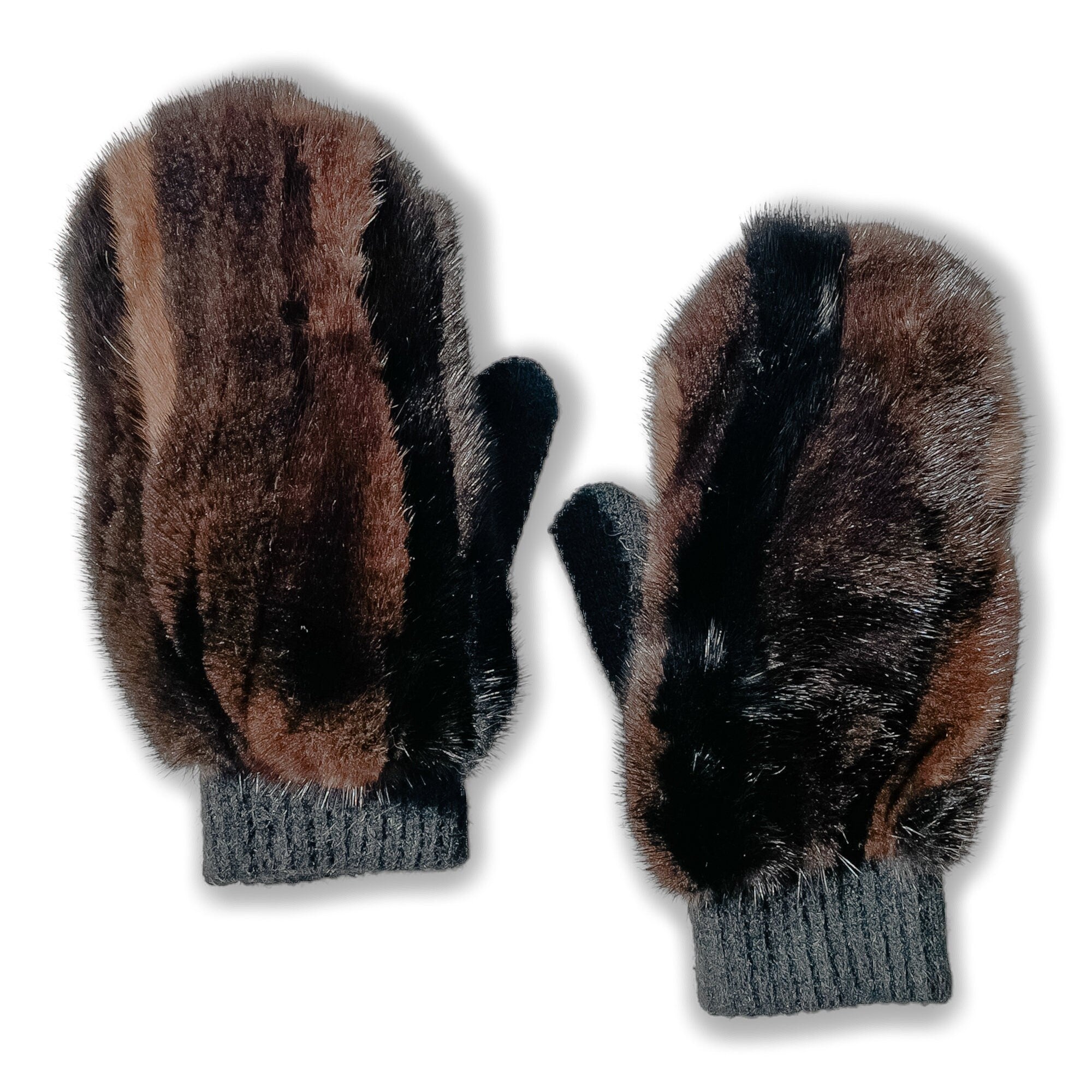 Mink Fur Mittens With Flip Top.